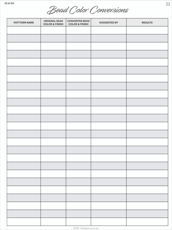 Printable Beading Planner – Beading Treasures