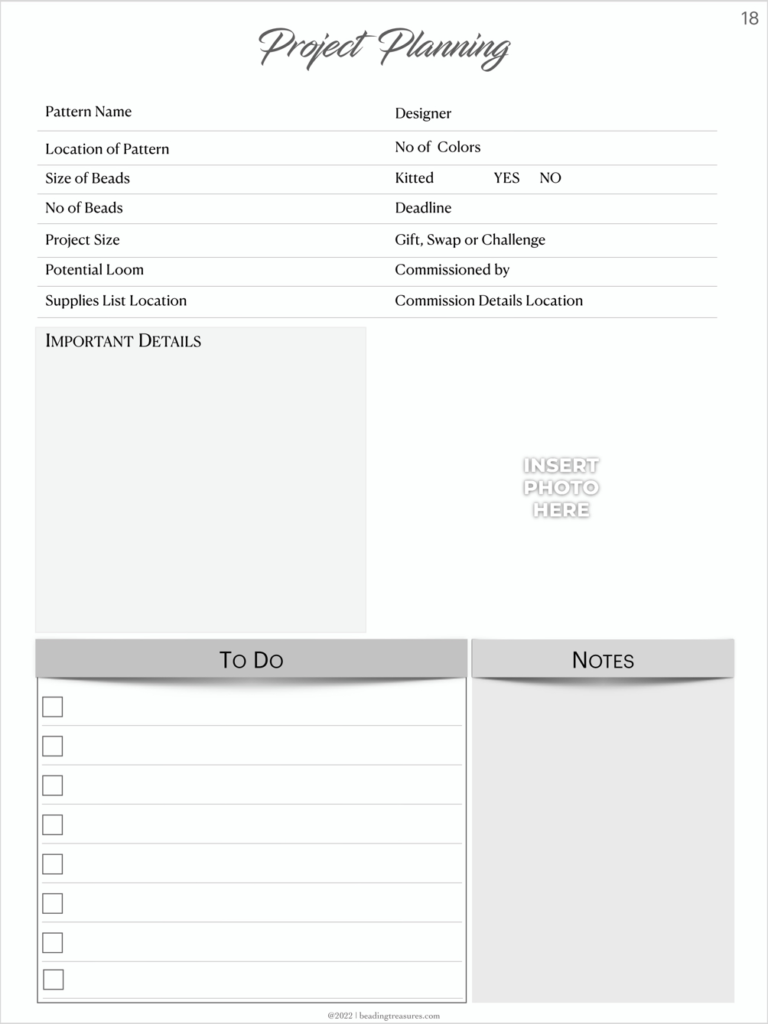 Printable Beading Planner – Beading Treasures
